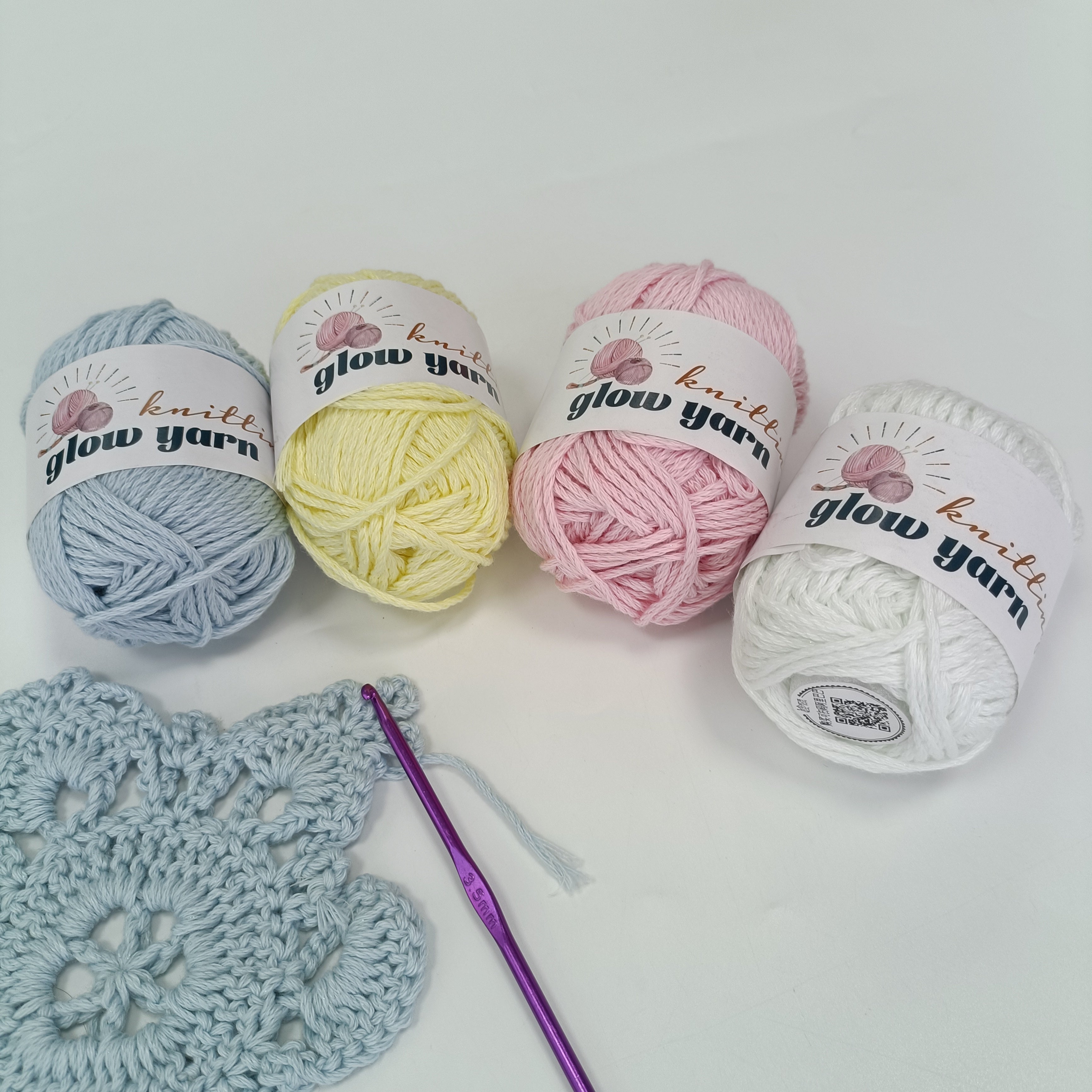 Polyester Luminous glow in the dark fluorescent crochet yarn – Velve