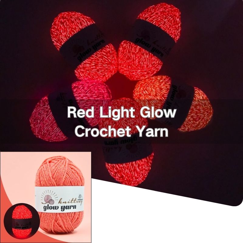 RED light fluorescent Luminous Metallic crochet yarn – Velve